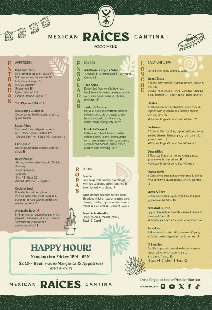 Menu – Raices Mexican Cantina