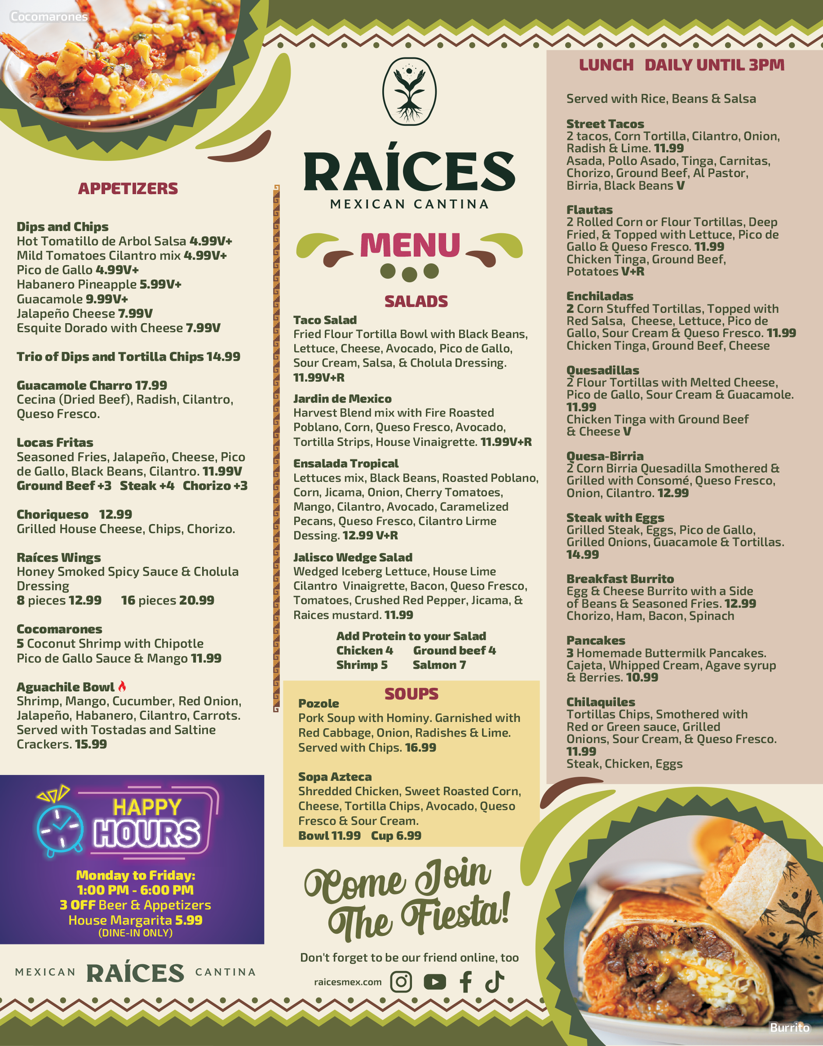 Menu – Raices Mexican Cantina